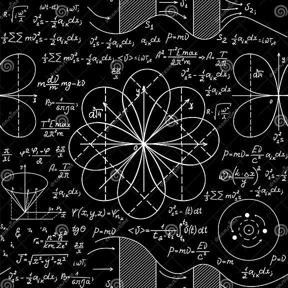 Math Scientific Vector Seamless Pattern with Handwritten Equations ...