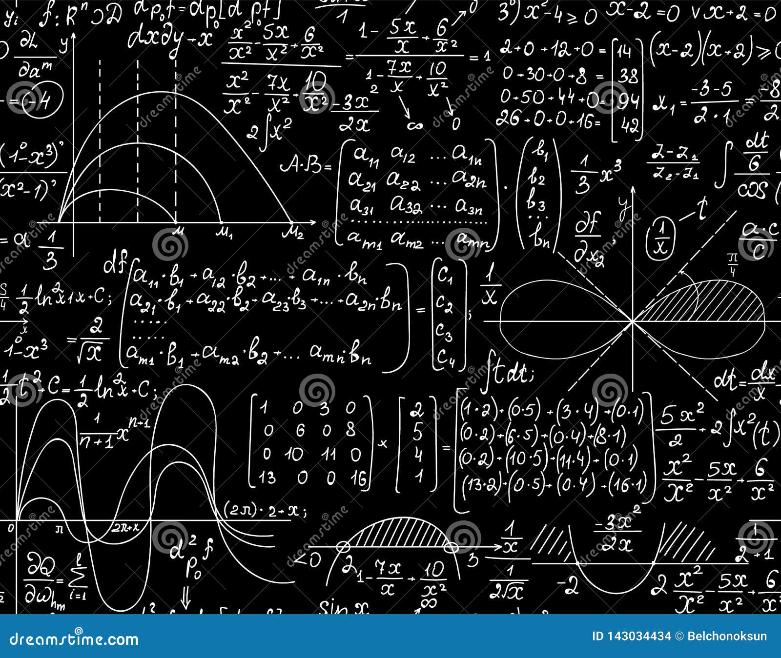 Math Scientific Vector Seamless Pattern with Handwritten Matrixes ...
