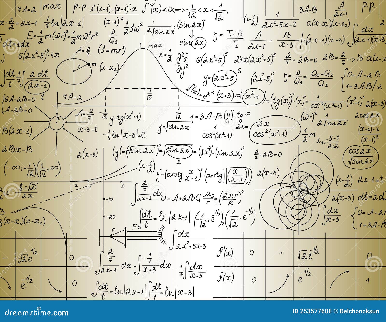 Math Scientific Vector Seamless Pattern with Technical Drawings and ...