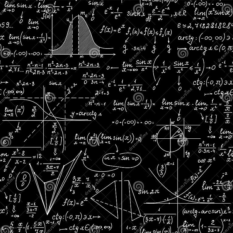 Math Scietific Vector Seamless Background with Handwritten Mathematical ...