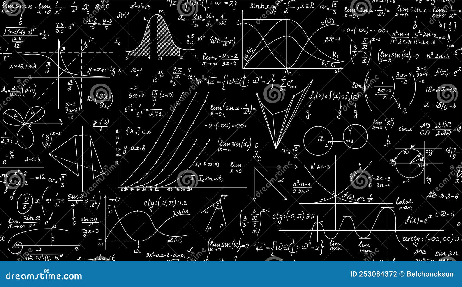 Math Scietific Vector Seamless Background with Handwritten Mathematical ...