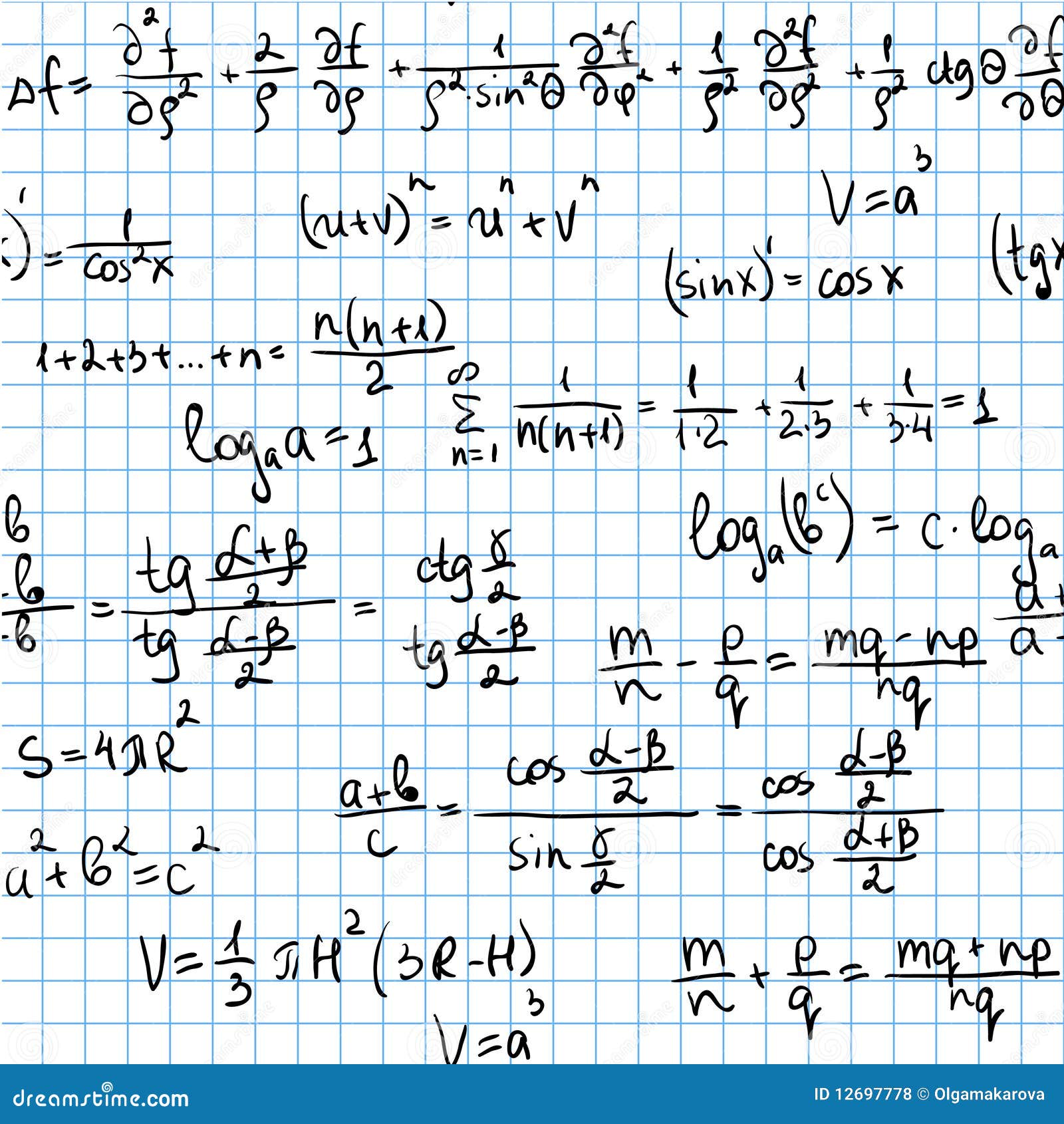 Math seamless stock vector. Illustration of chalk, paper - 12697778