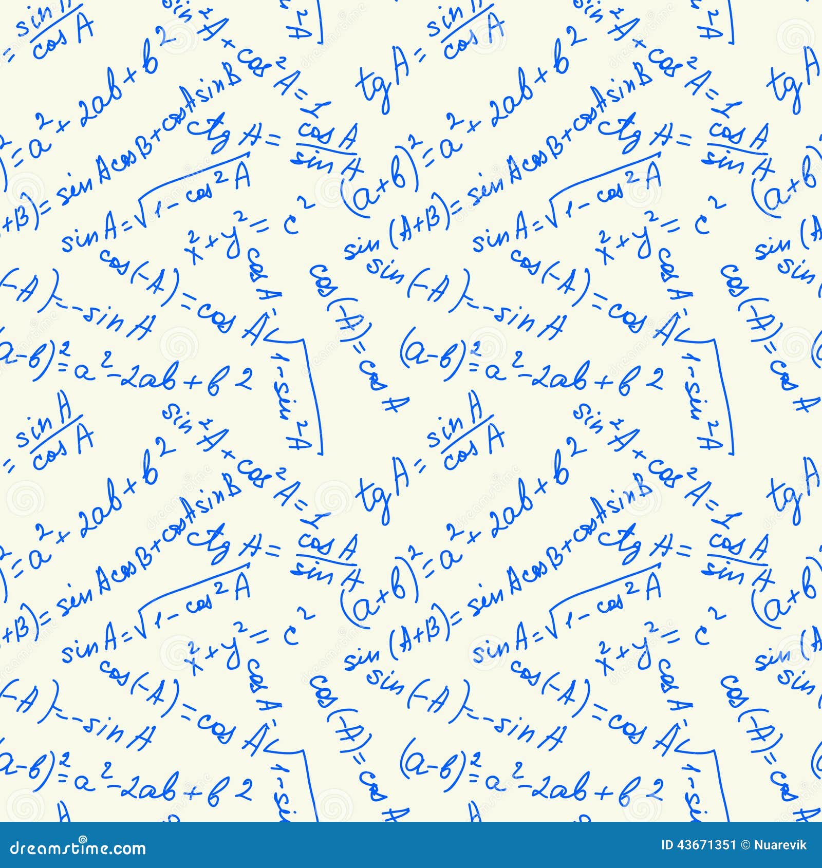 Math Seamless Pattern Blue stock illustration. Illustration of color ...