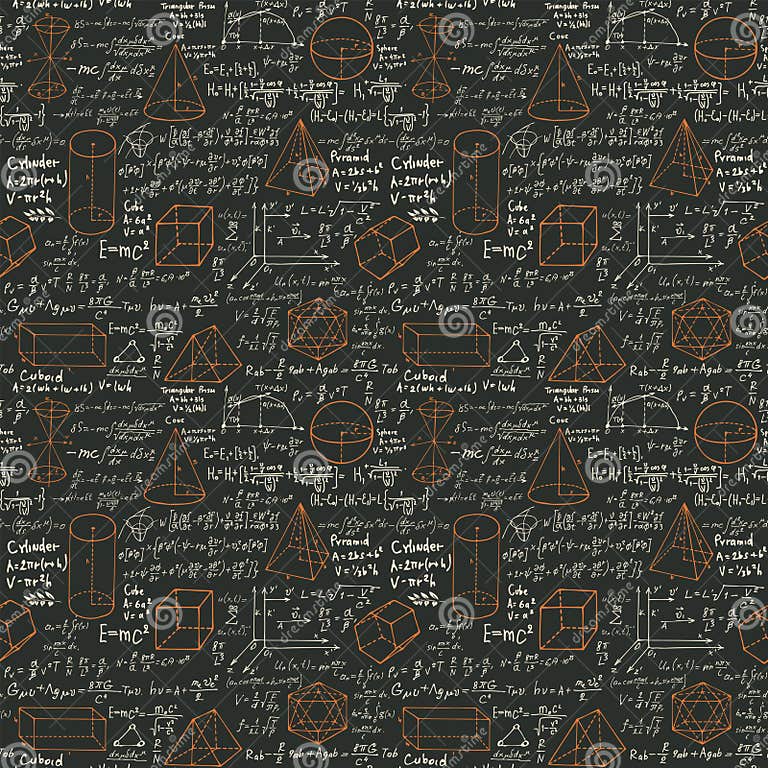 Math Seamless Pattern with Formulas and Sketches Stock Vector ...