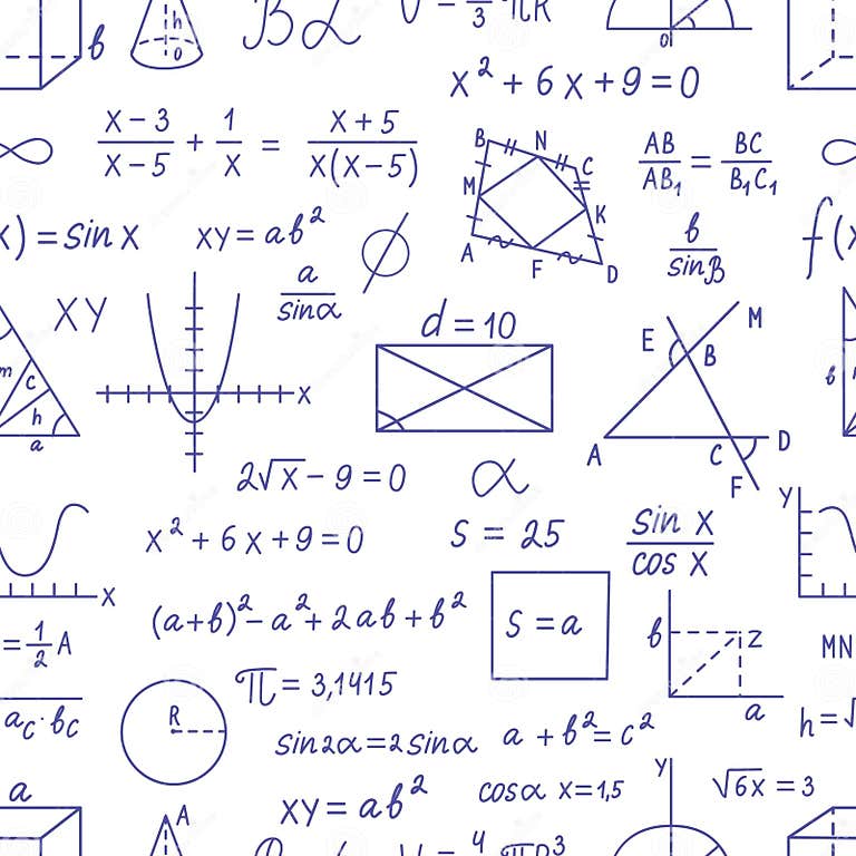 Math Seamless Pattern. Mathematics Solutions, Physics Formulas. Numbers ...