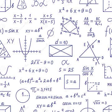 Math Seamless Pattern. Mathematics Solutions, Physics Formulas. Numbers ...
