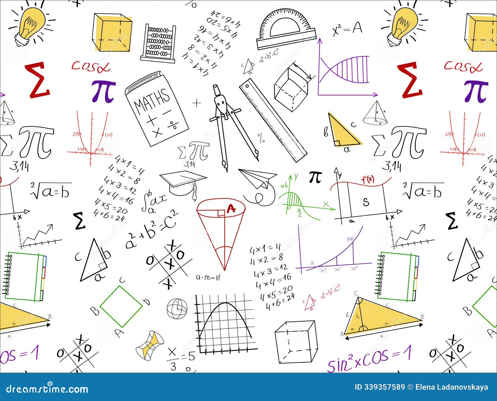 Math Seamless Pattern Vector Background Stock Illustration ...