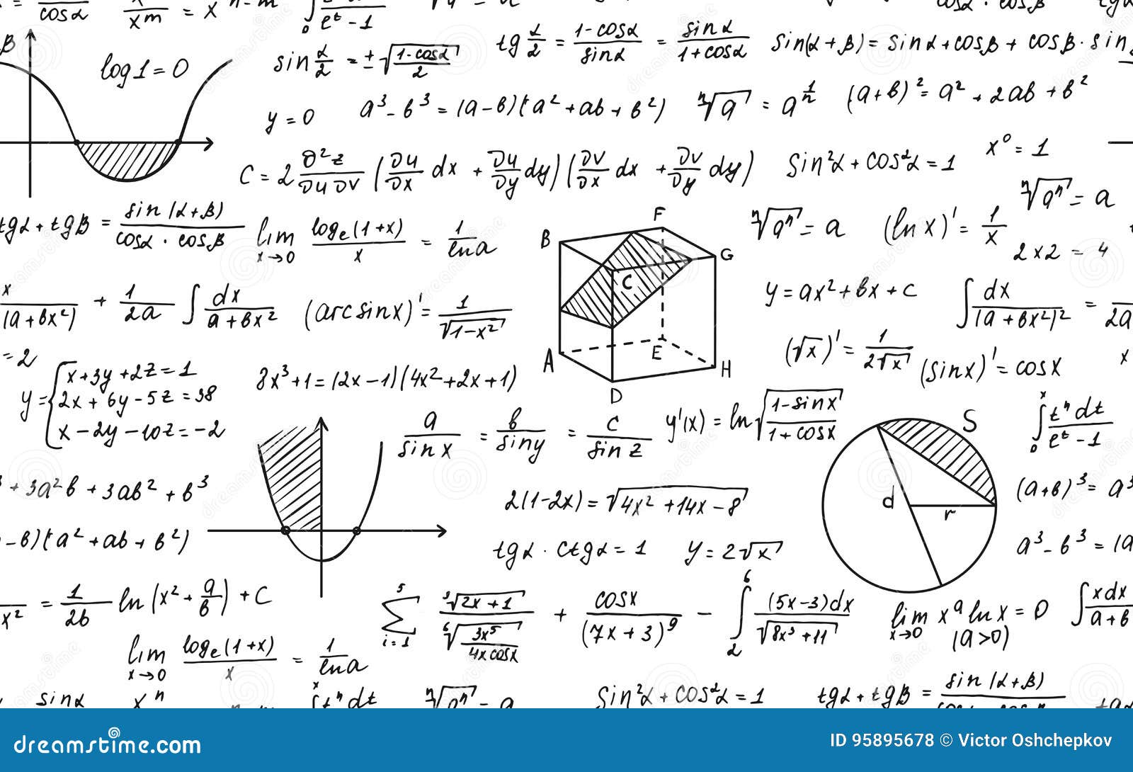 Math seamless pattern stock vector. Illustration of design - 95895678