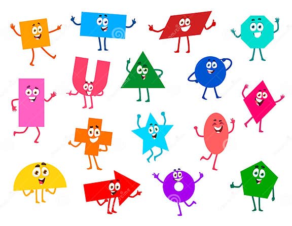 Math Shape Characters, Cartoon Geometric Figures Stock Vector ...