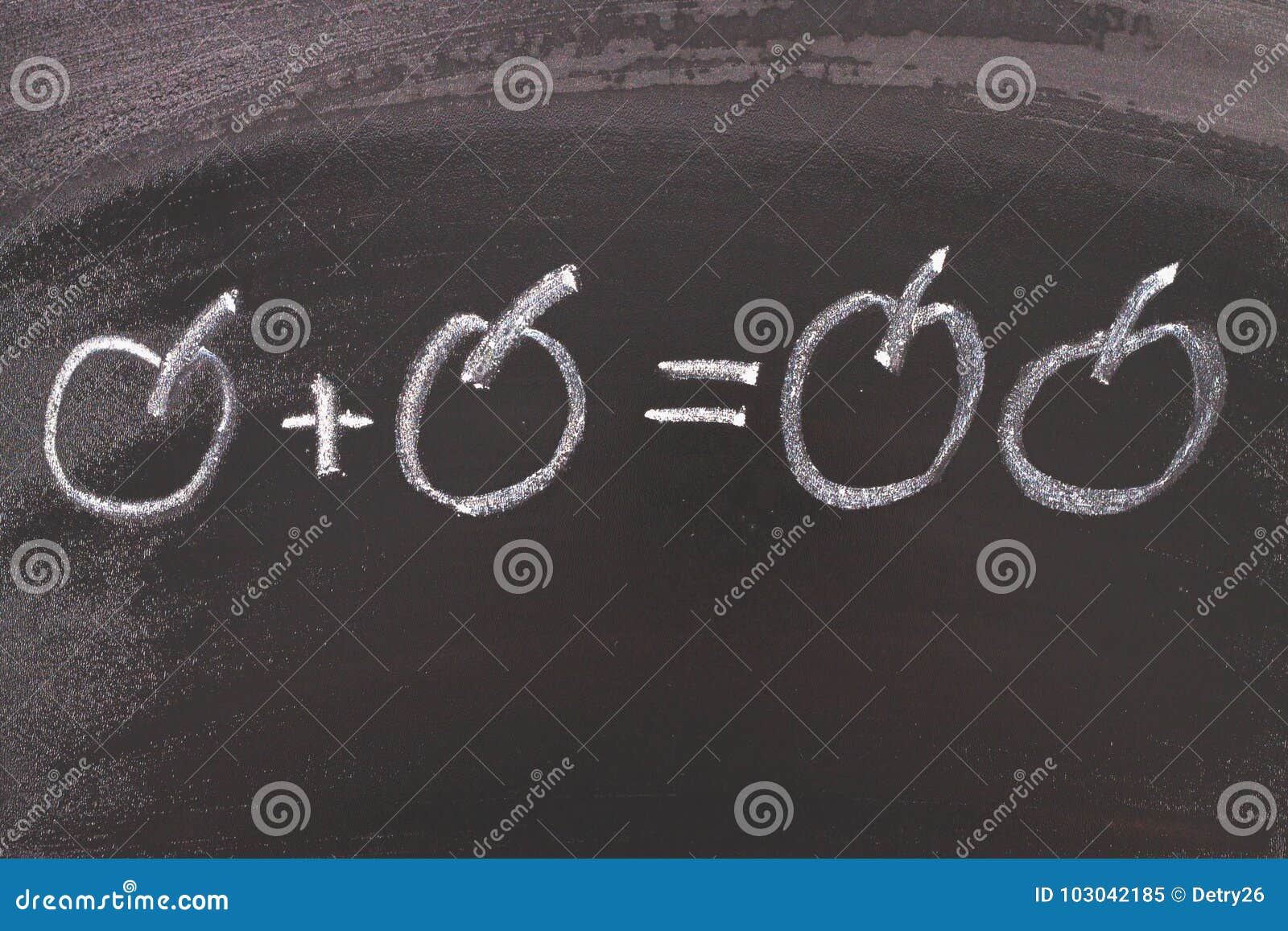 Math Simple Equation on Chalk Board. One Plus One Equals Two Stock ...