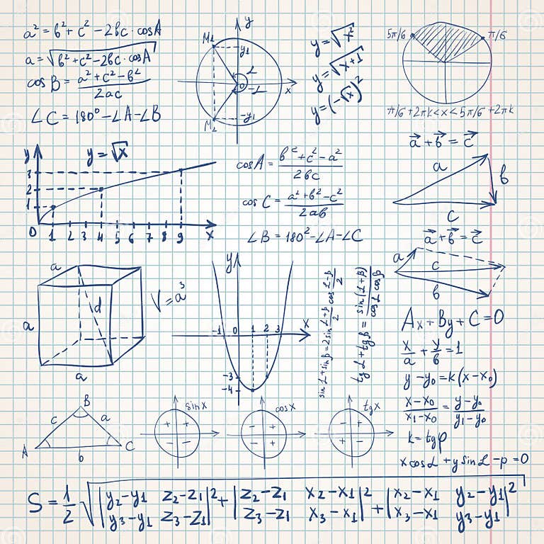 Math sketchy background stock vector. Illustration of drawing - 188715882