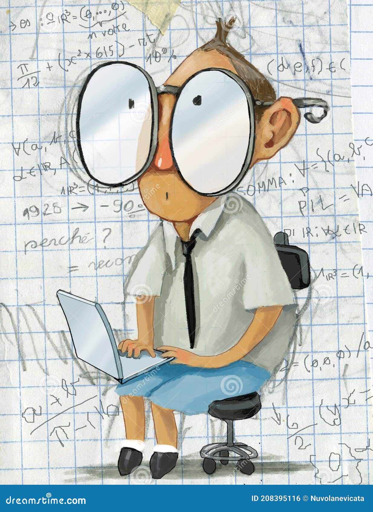 Math Student Portrait of a Genius Stock Illustration - Illustration of ...