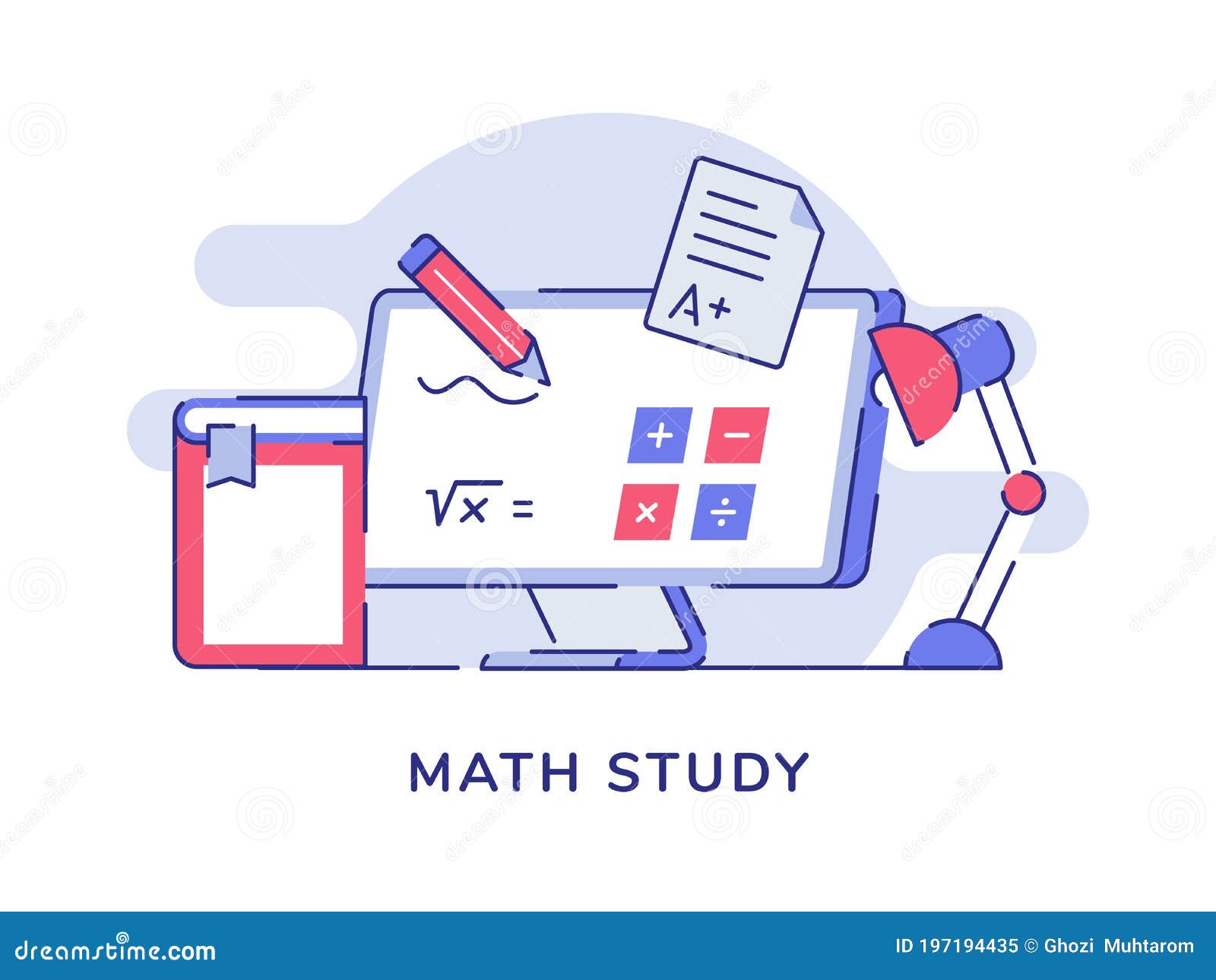 Math Study Calculation Formula on Computer Screen Background of Book ...
