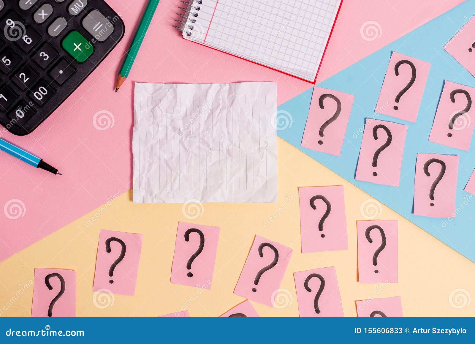 Math Stuff with Scribbled and Crumbling Papers Plus Writing Equipment ...