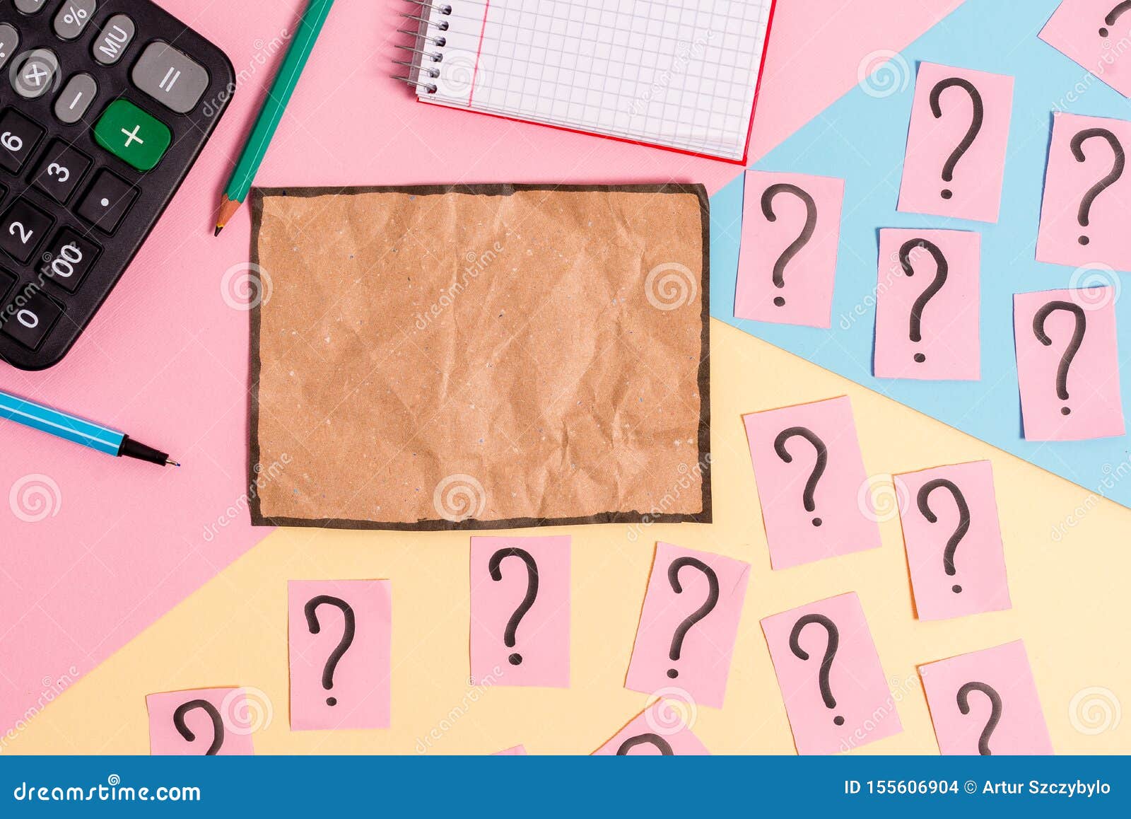 Math Stuff with Scribbled and Crumbling Papers Plus Writing Equipment ...