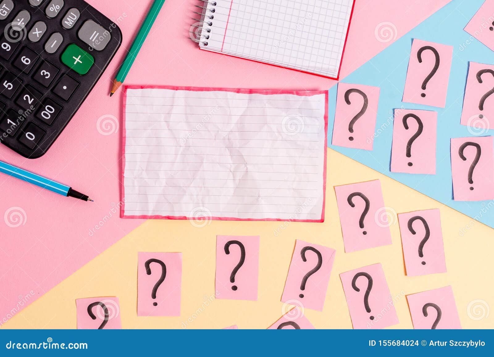 Math Stuff with Scribbled and Crumbling Papers Plus Writing Equipment ...