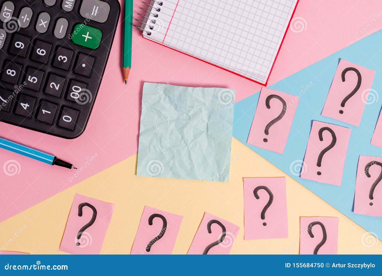 Math Stuff with Scribbled and Crumbling Papers Plus Writing Equipment ...