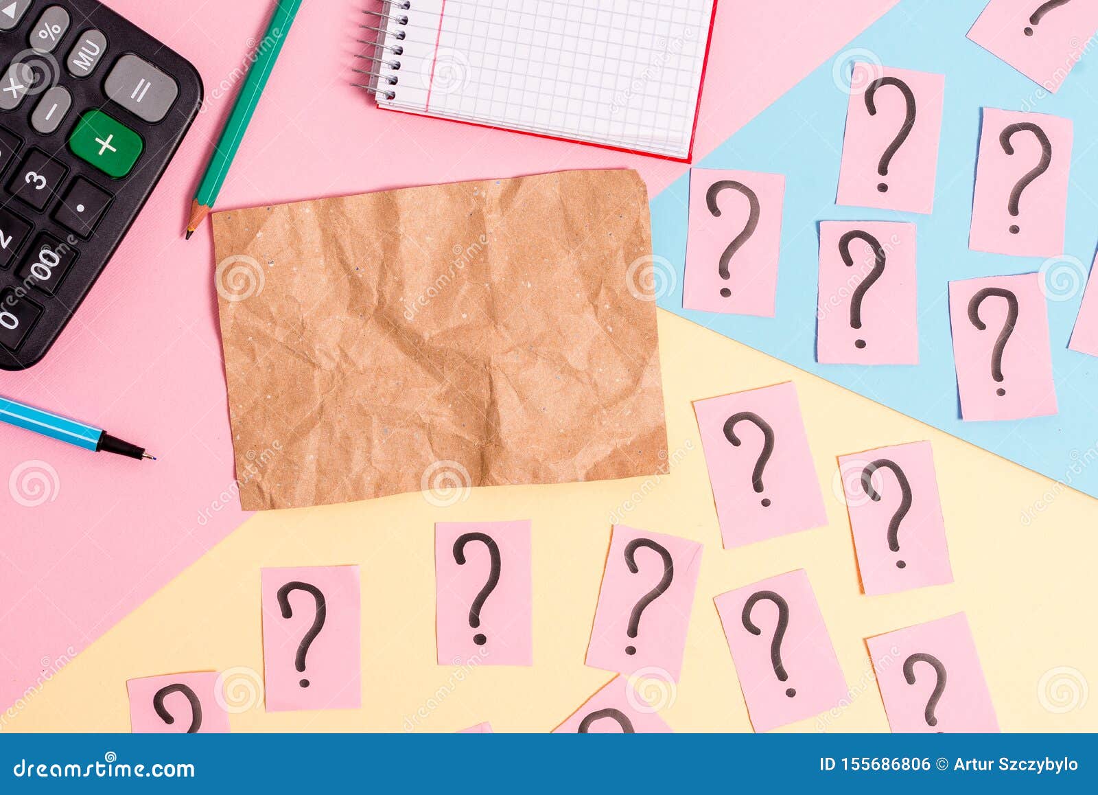 Math Stuff with Scribbled and Crumbling Papers Plus Writing Equipment ...