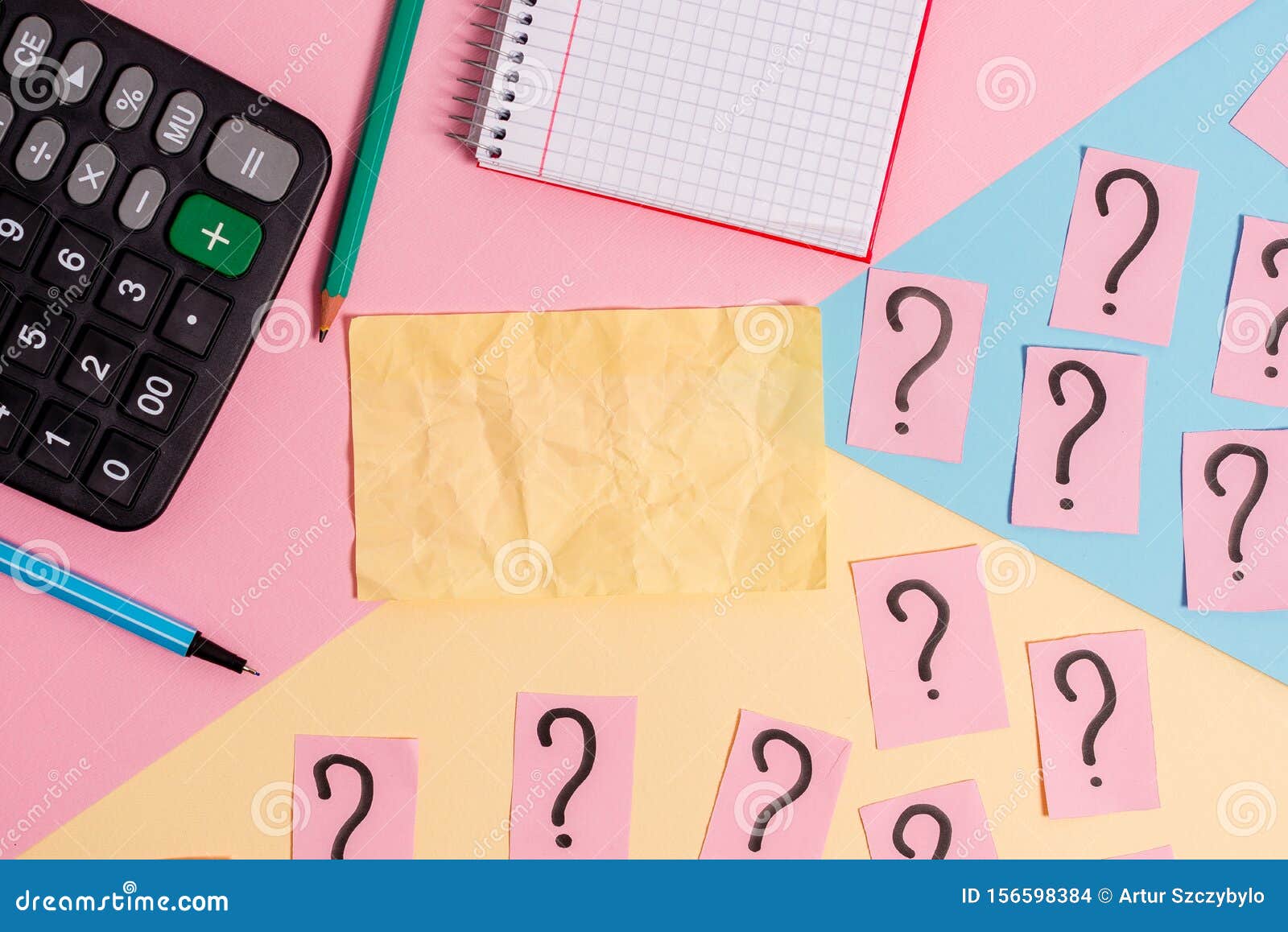 Math Stuff with Scribbled and Crumbling Papers Plus Writing Equipment ...