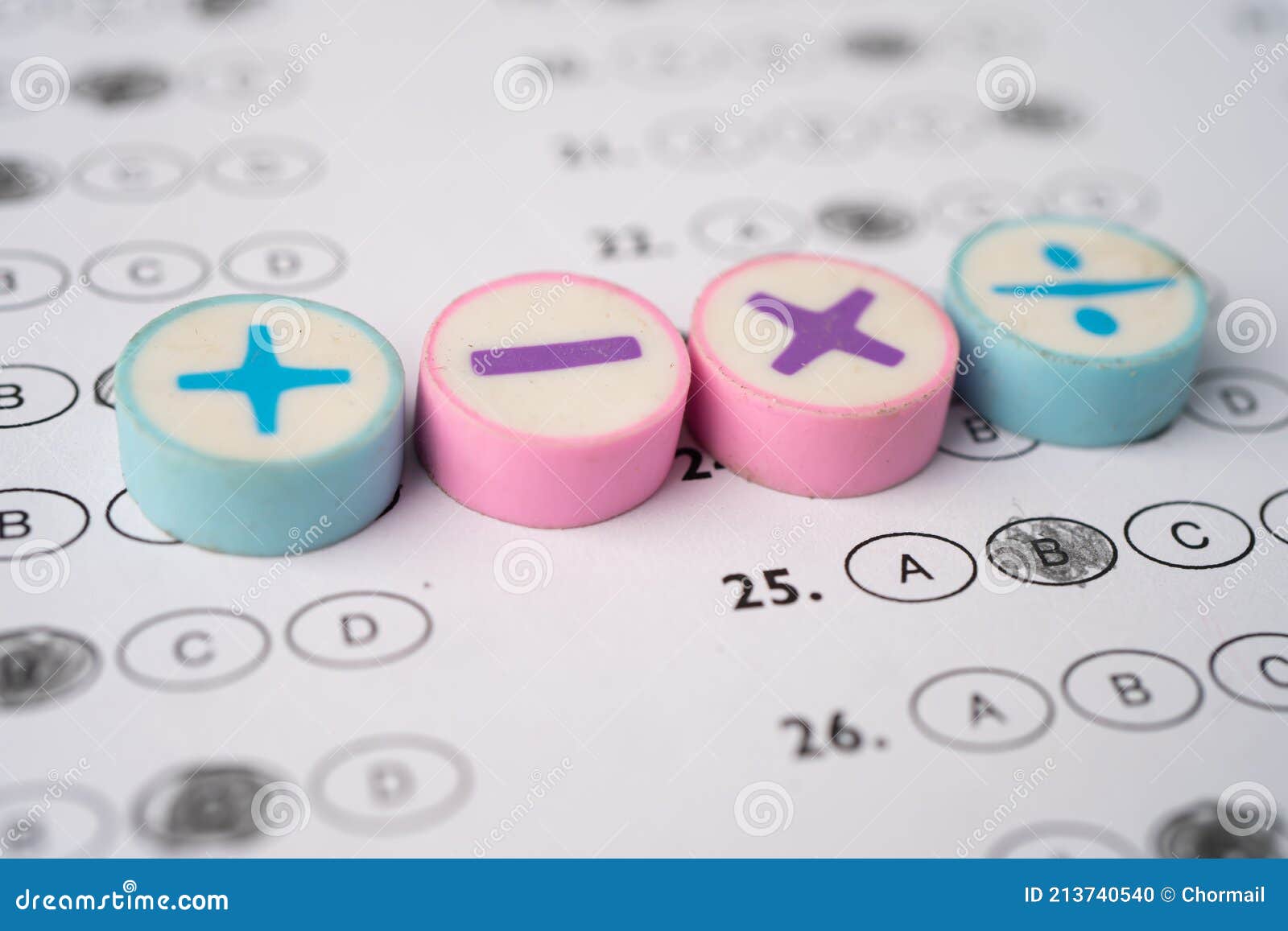 Math Symbol on Answer Sheet Background; Education Study Mathematics ...
