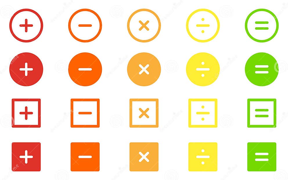 Math Symbol Plus Minus Equal Icon Multiply Division Addition ...