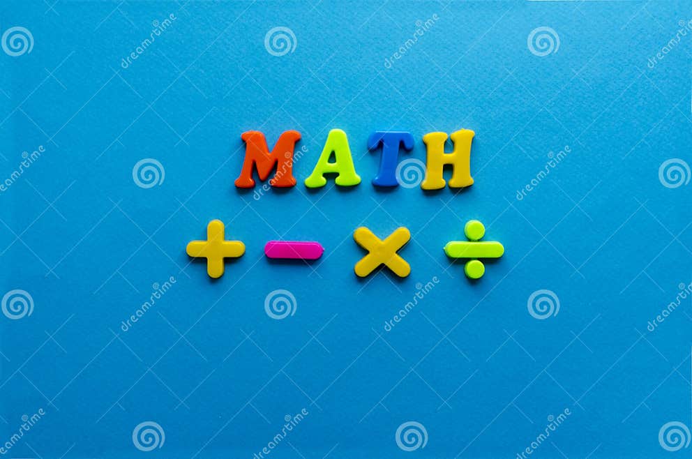 Math Symbols on Blue Background Stock Image - Image of play, magnet ...