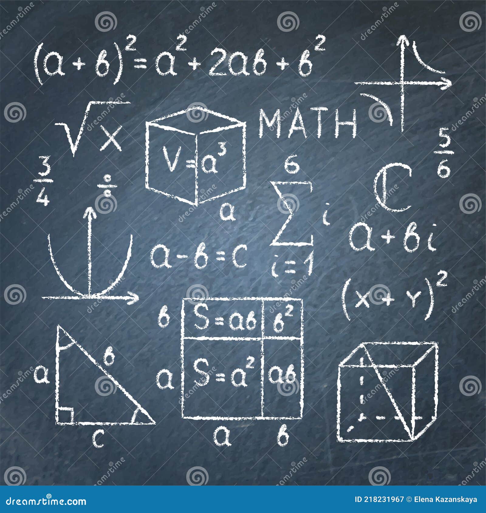 Math Symbols and Equations Drawn on Chalkboard Stock Vector ...