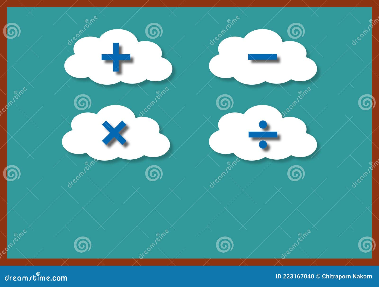 Math Symbols on White Clouds and on Green Backgrounds, Mathematic ...