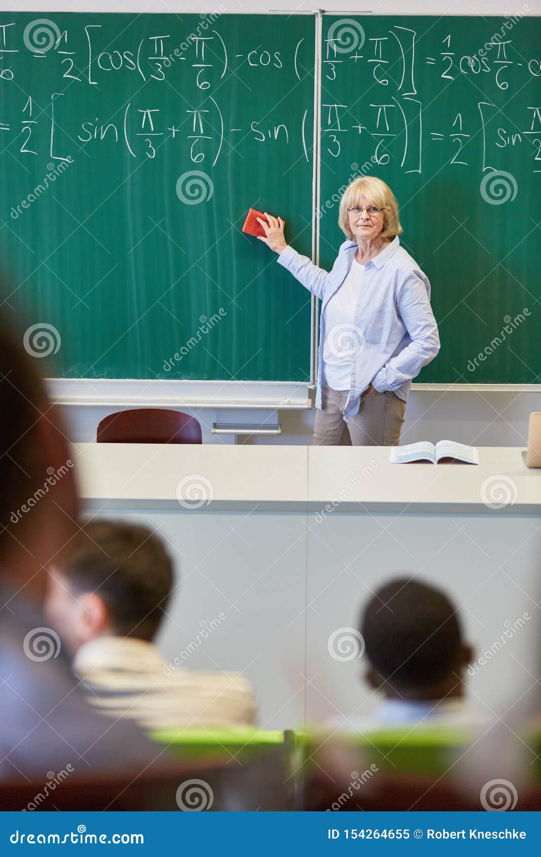Math Teacher in Class with Chalkboard Stock Image - Image of exam ...