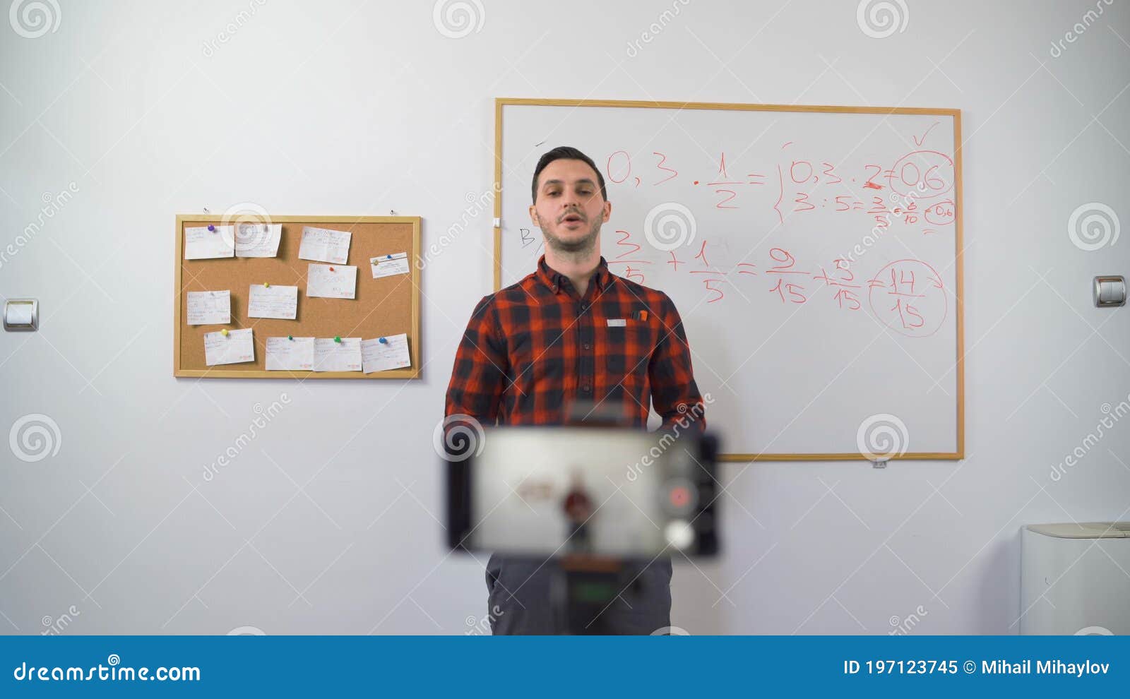 Math Teacher Doing Online Classes Live Streaming and Answering ...