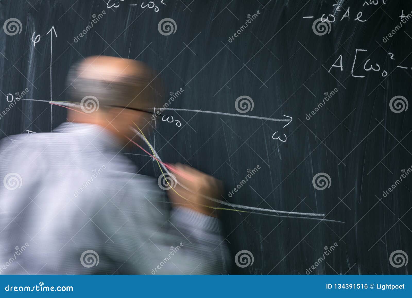 Math Teacher Drawing Fuction Graph on a Blackboard during Mathclass ...