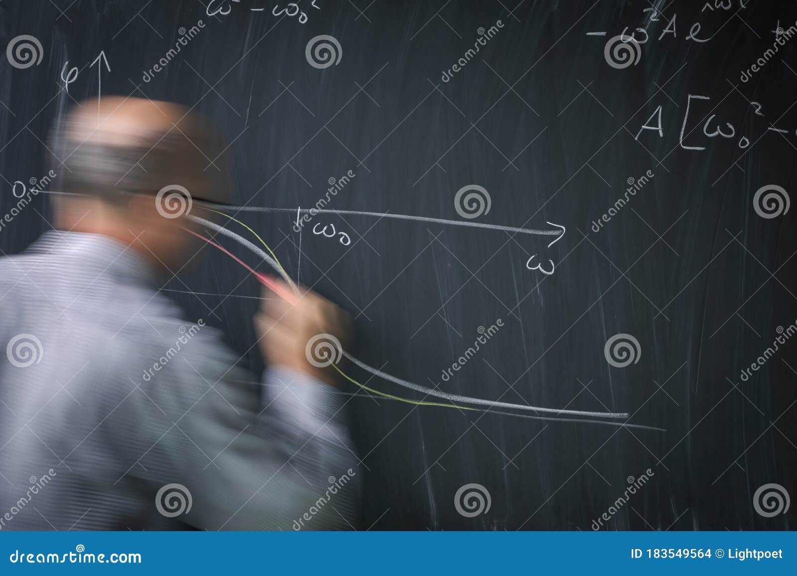 Math Teacher Drawing Fuction Graph on a Blackboard during Mathclass ...