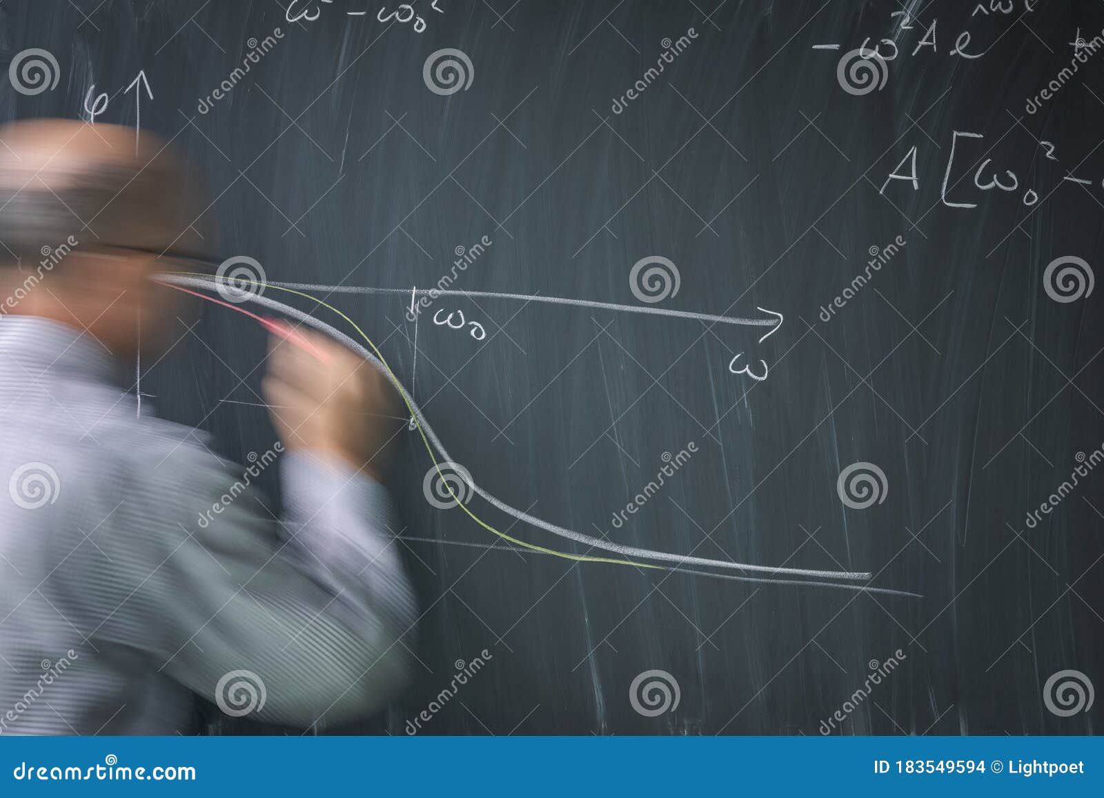 Math Teacher Drawing Fuction Graph on a Blackboard during Mathclass ...