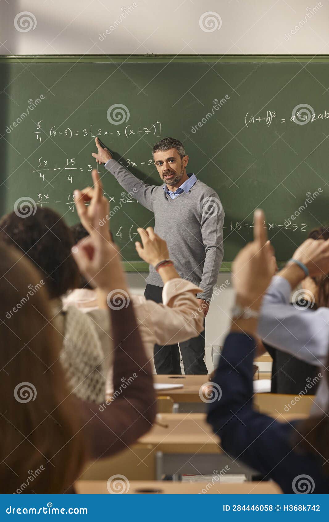 Math Teacher Giving Lessons. Classroom with Students. Elementary ...