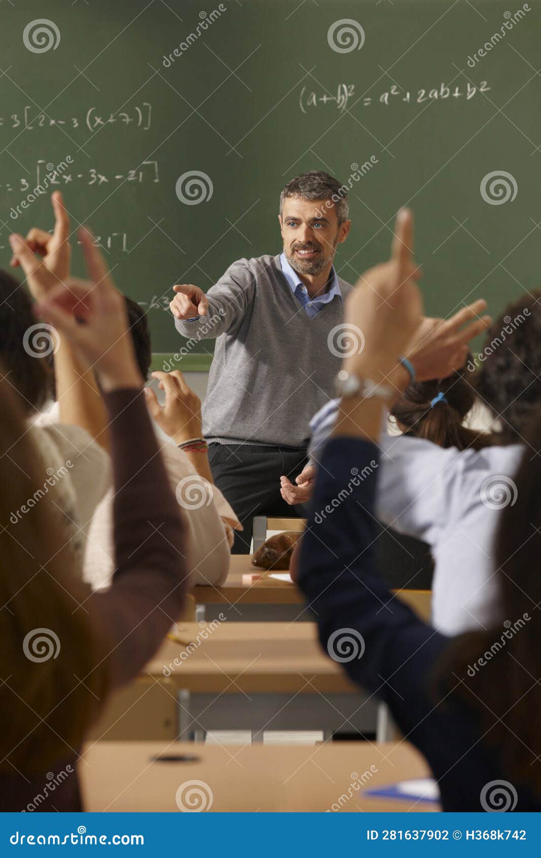 Math Teacher Giving Lessons. Classroom with Students. Elementary ...