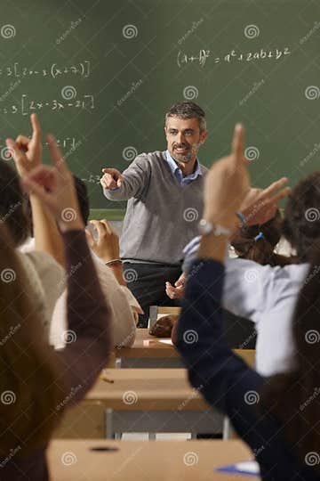 Math Teacher Giving Lessons. Classroom with Students. Elementary ...