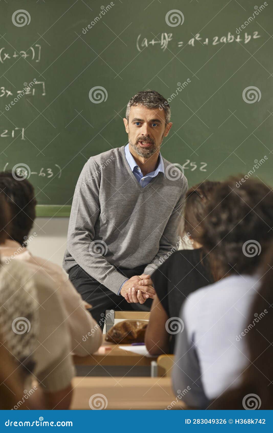 Math Teacher Giving Lessons. Classroom with Students. Elementary ...