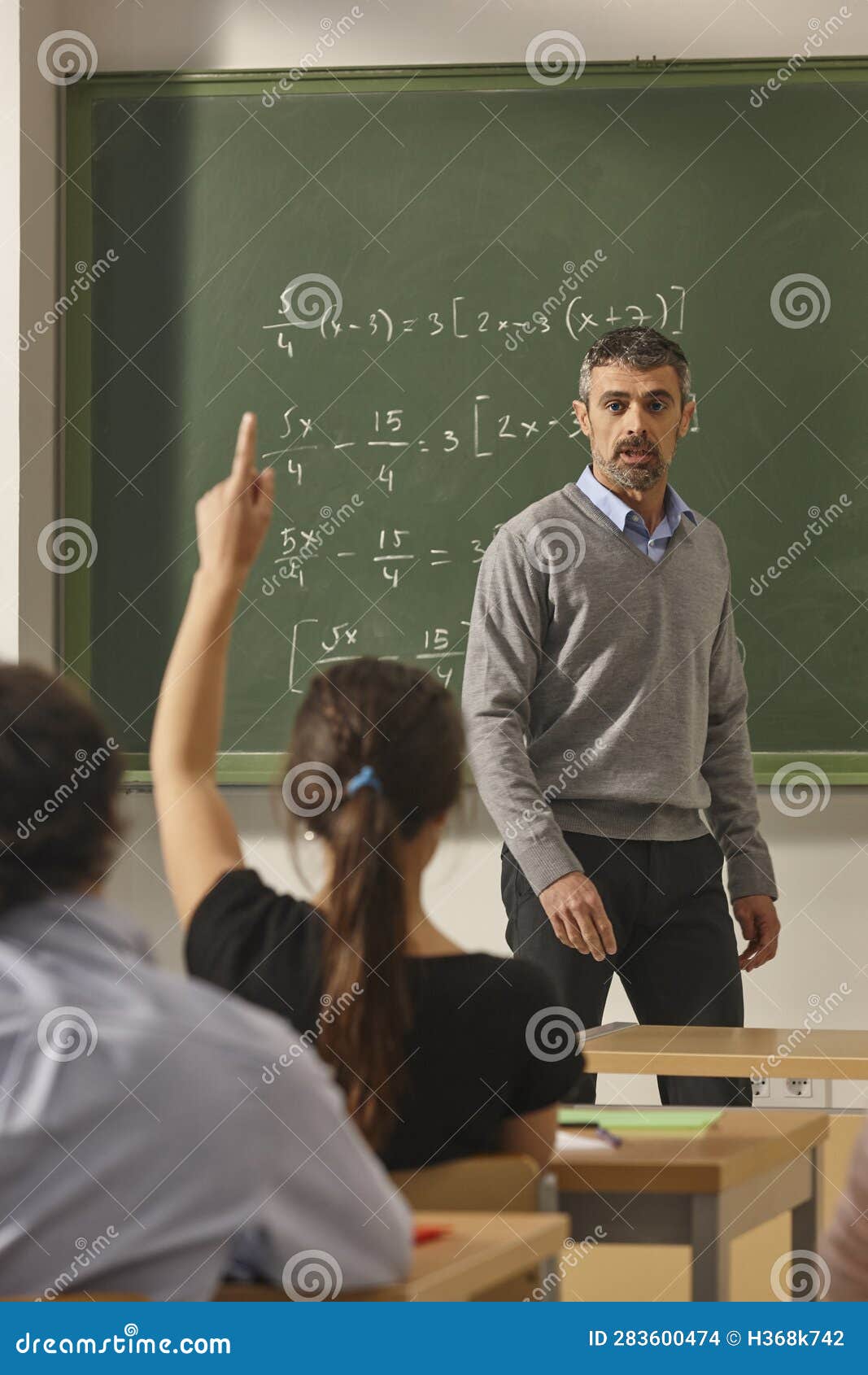 Math Teacher Giving Lessons. Classroom with Students. Elementary ...