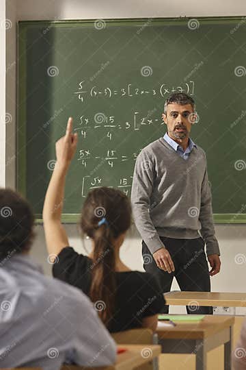Math Teacher Giving Lessons. Classroom with Students. Elementary ...