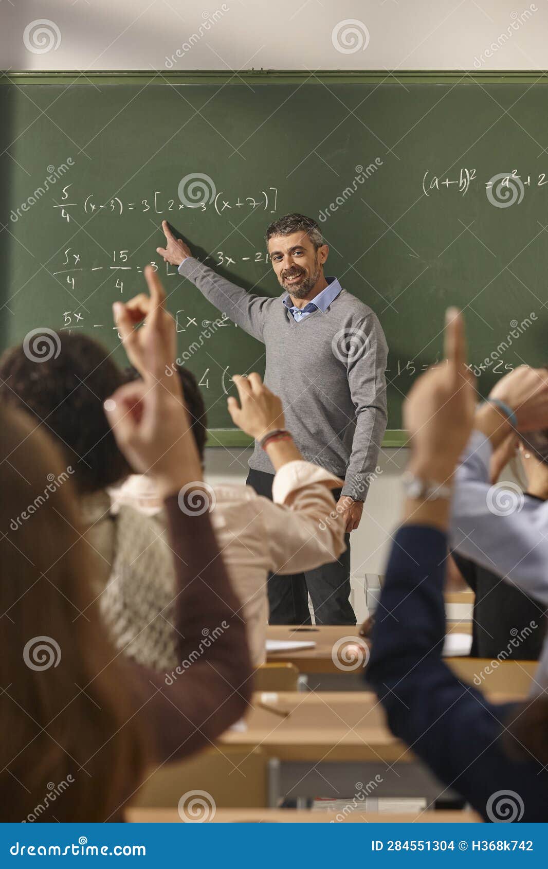 Math Teacher Giving Lessons. Classroom with Students. Elementary ...
