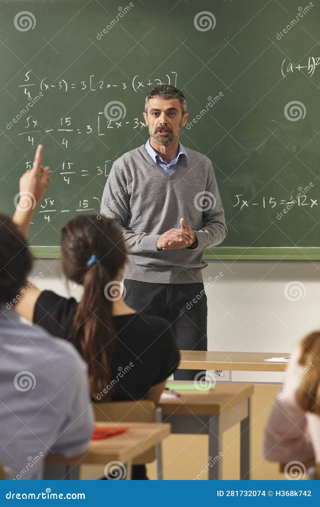 Math Teacher Giving Lessons. Classroom with Students. Elementary ...