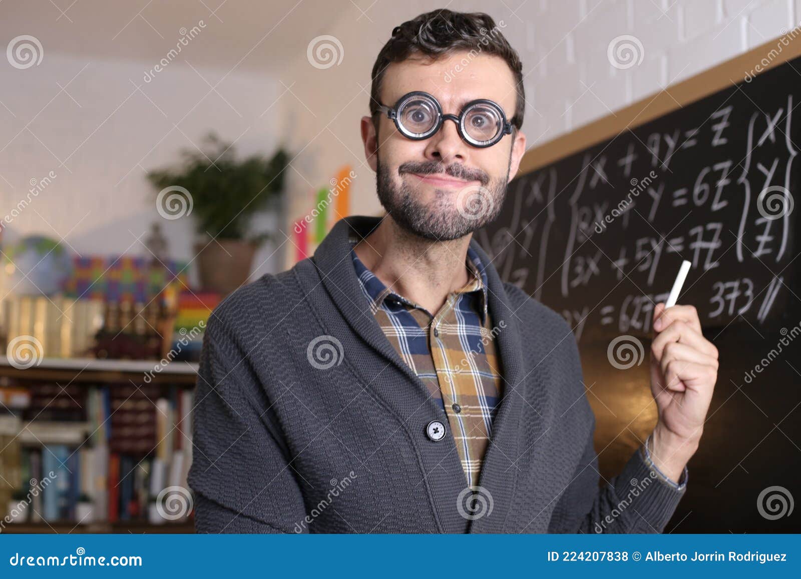 Math Teacher with Thick Eyeglasses Stock Photo - Image of bifocals ...