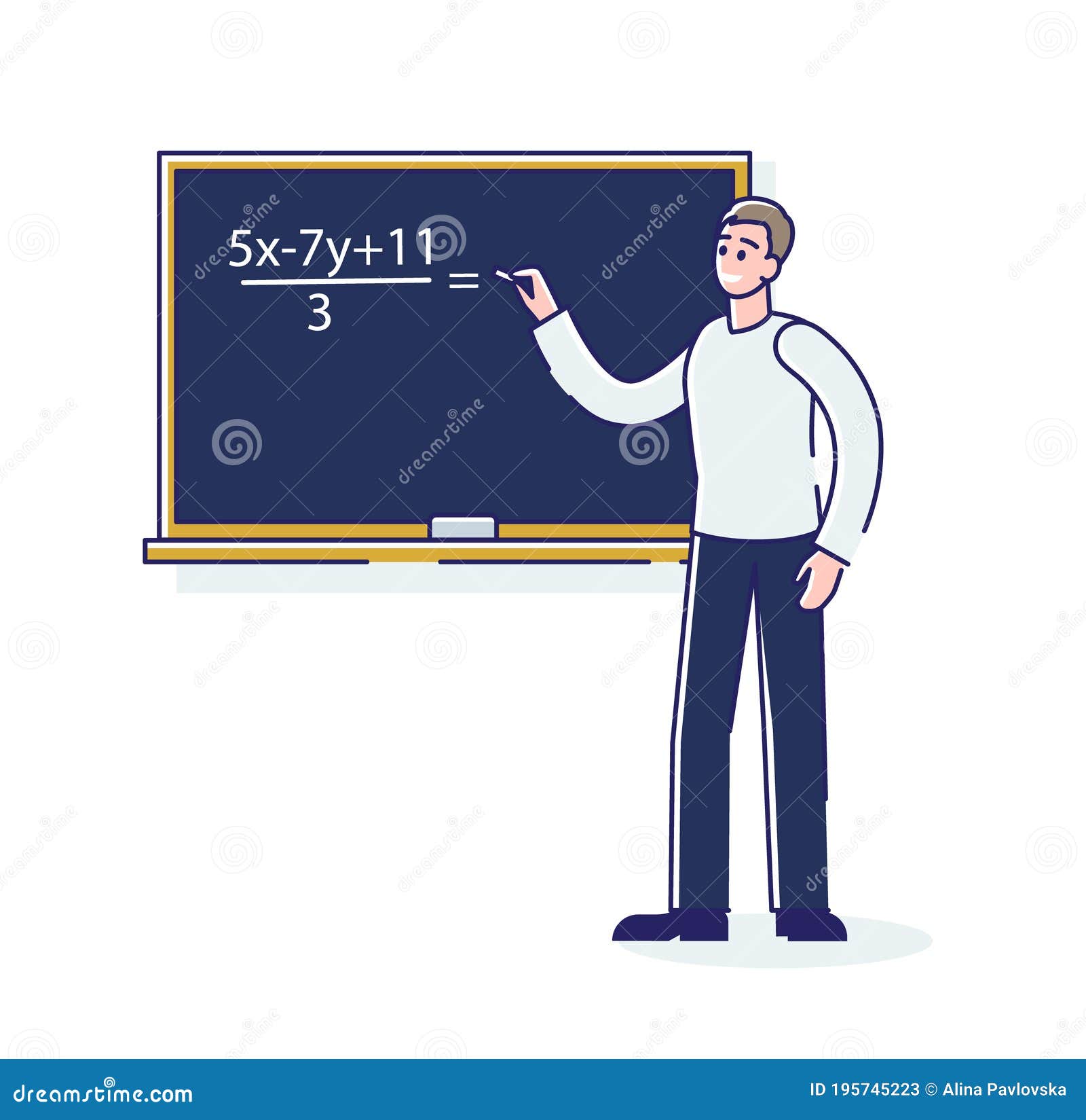 Math Teacher Or University Professor Standing At Blackboard Solving ...