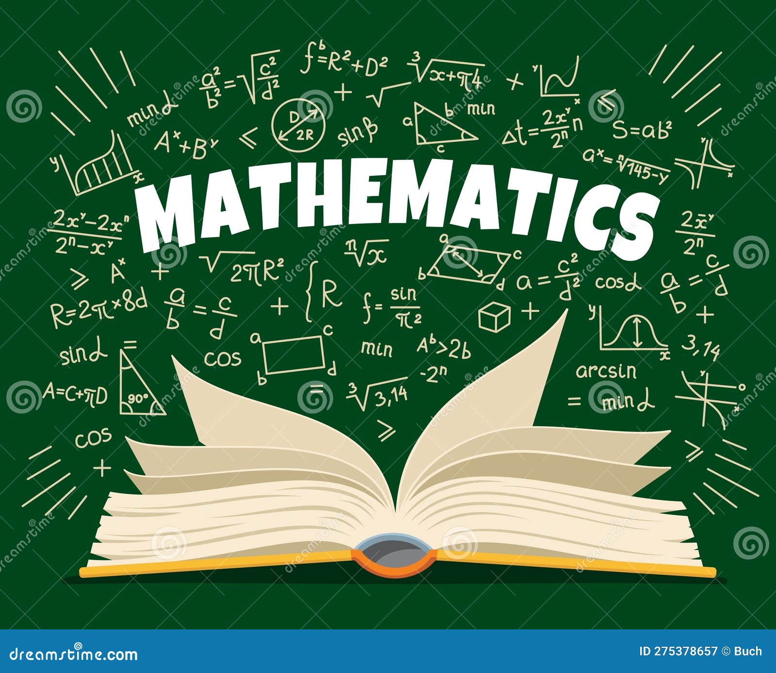 Math Textbook, Symbol and Formulas on School Board Stock Vector ...