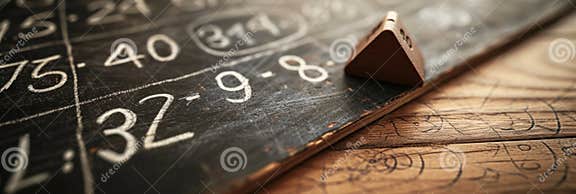 Math Theme Banner with Blackboard and Numbers in Examples in Space for ...