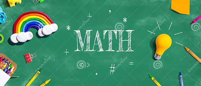 Math Theme with School Supplies - Flat Lay Stock Photo - Image of light ...