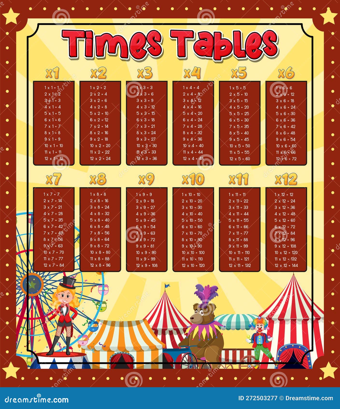 Math times table chart stock vector. Illustration of chart - 272503277