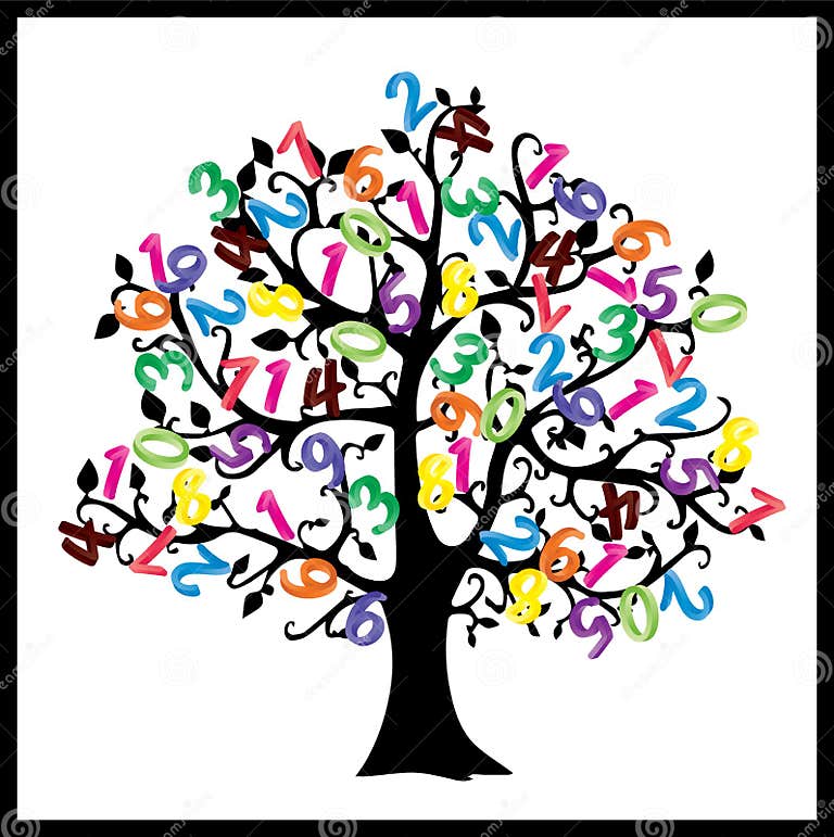 Math Tree. Digits Illustration Isolated on White Background. Stock ...