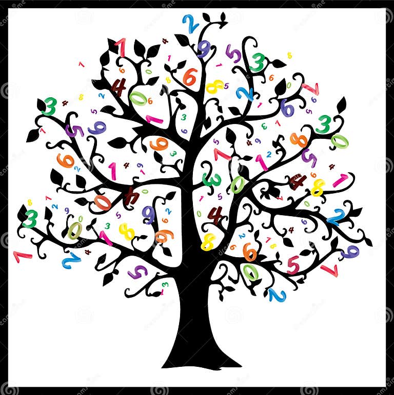Math Tree. Digits Illustration on White Background. Stock Illustration ...