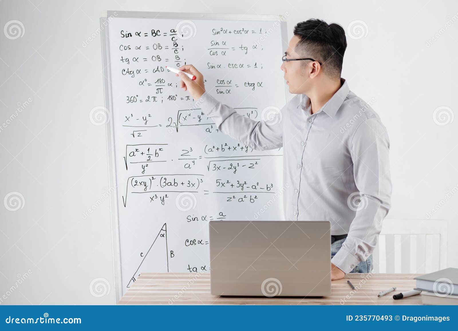 Math Tutor Conducting Online Lesson Stock Image - Image of smiling ...